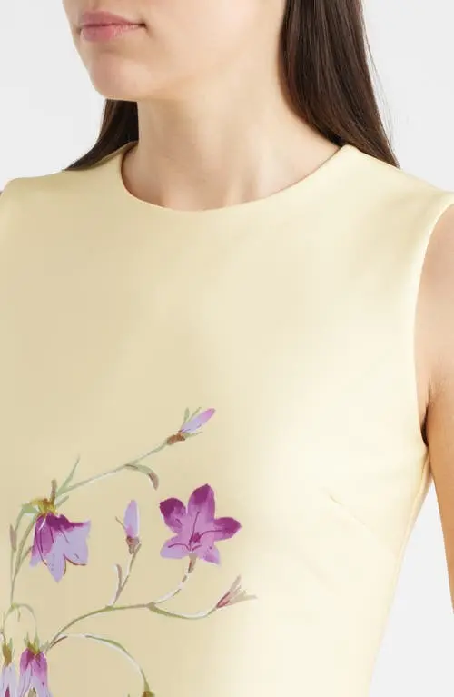 Anne Klein Floral Print Sleeveless Scuba Sheath Dress