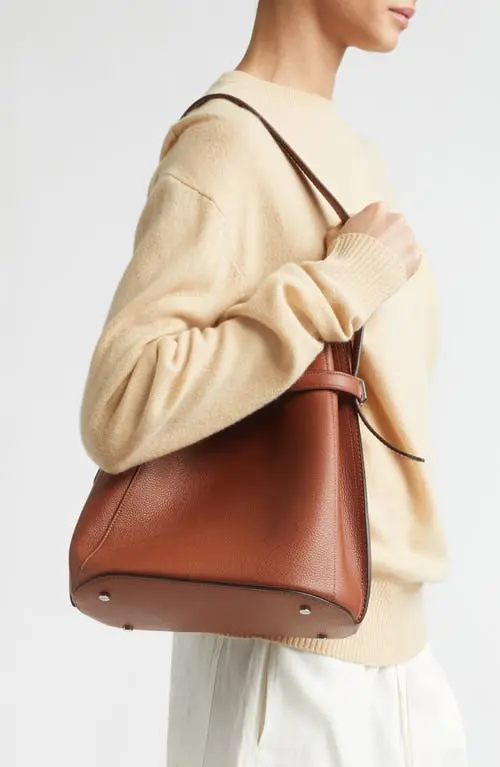 TOTEME Grained Leather Bucket Bag - Sienna