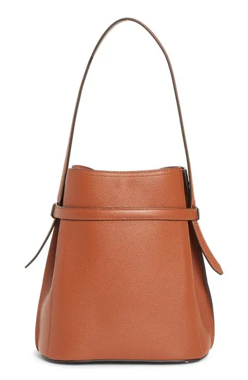TOTEME Grained Leather Bucket Bag - Sienna