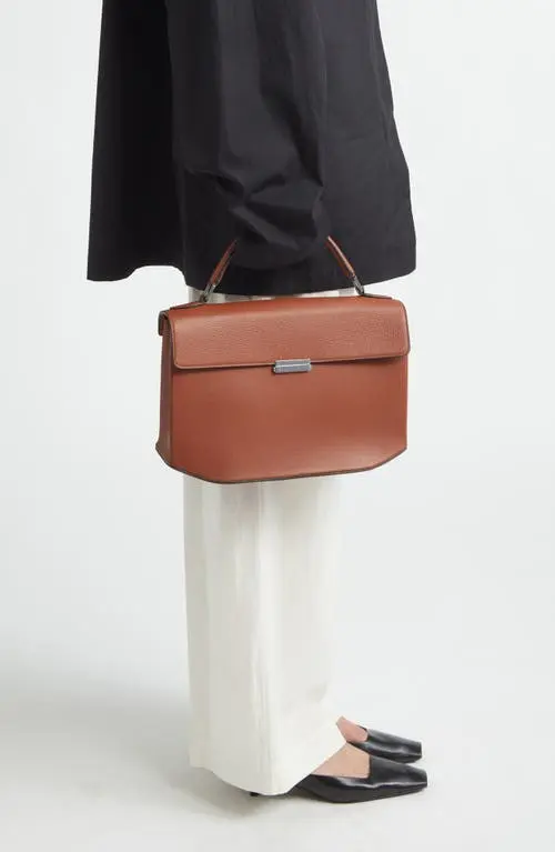 TOTEME T-lock Grained Leather Top Handle Bag - Sienna