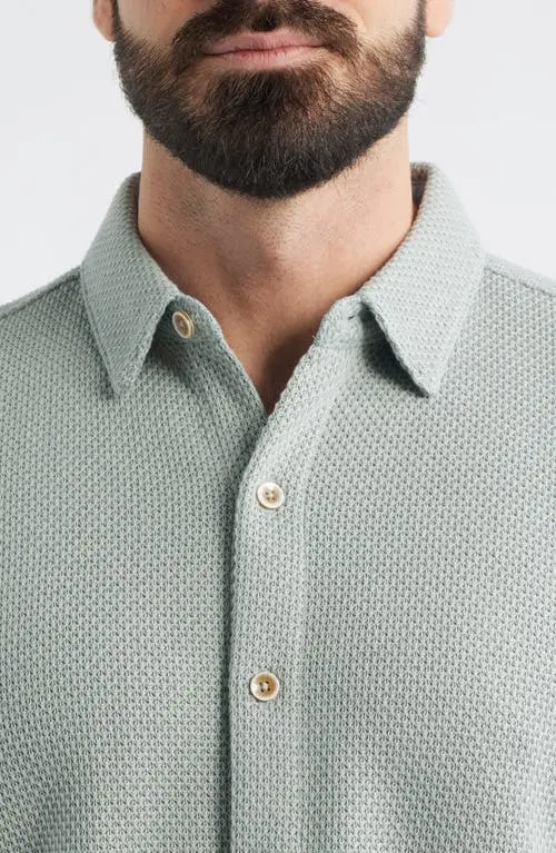 Johnston & Murphy Linden Textured Short Sleeve Button-up Shirt - Sage