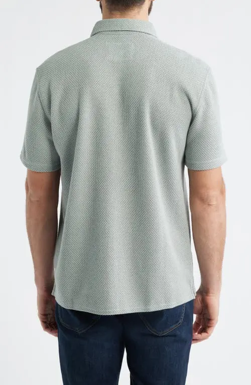 Johnston & Murphy Linden Textured Short Sleeve Button-up Shirt - Sage