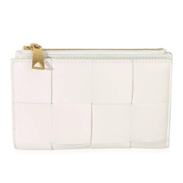Bottega Veneta Nappa Maxi Intrecciato Zip Around Wallet - White