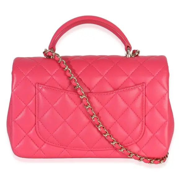 Chanel Lambskin Rectangular Top Handle Flap Bag
