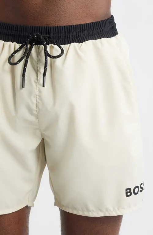 BOSS Starfish Graphic Logo Swim Trunks