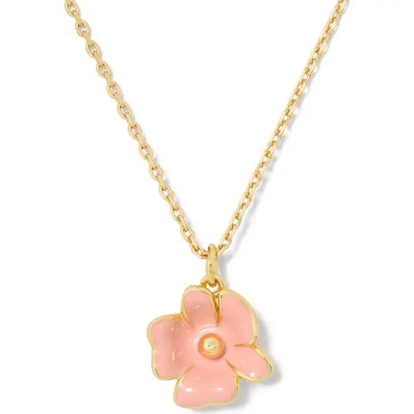 Kate Spade New York Golden Bloom Flower Pendant Necklace - Pink.