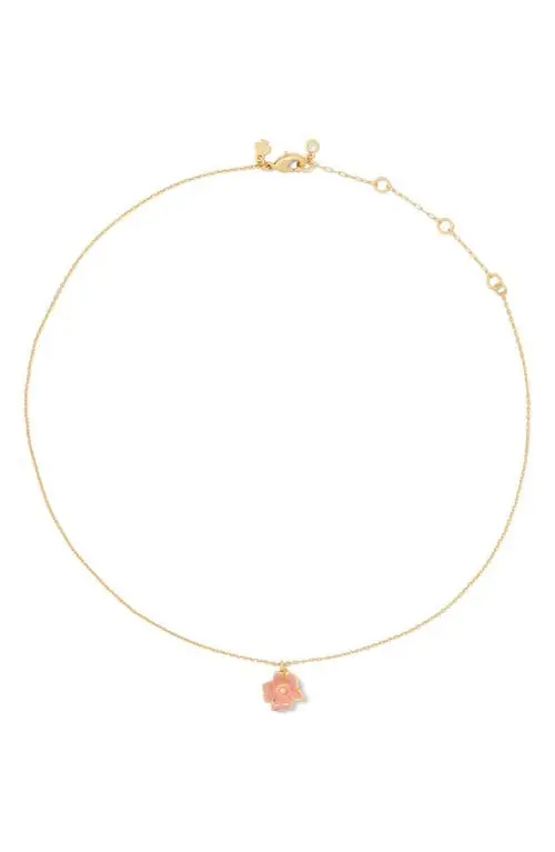 Kate Spade New York Golden Bloom Flower Pendant Necklace - Pink.