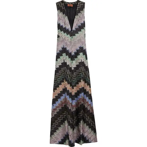 Missoni Metallic Zigzag Raschel Knit Dress