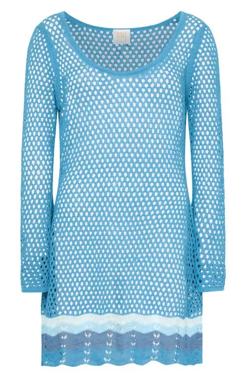 MILLY Crochet Long Sleeve Cover-up Minidress
