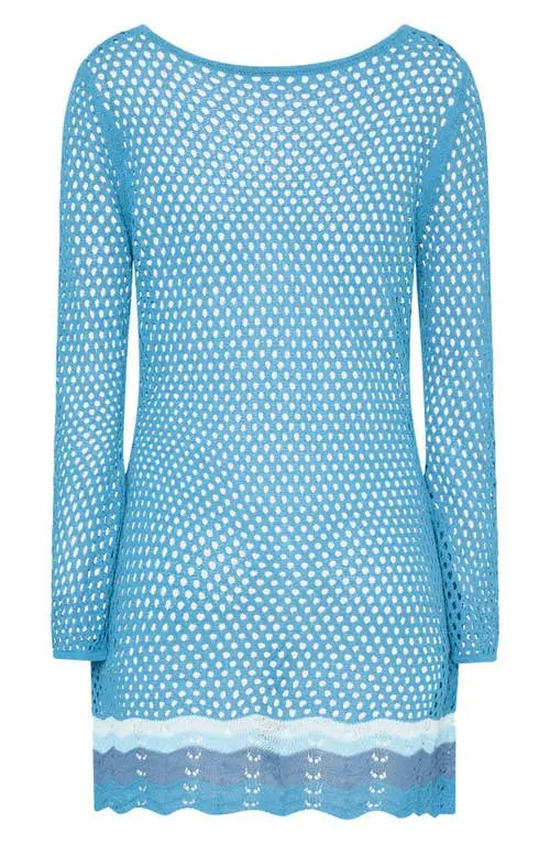 MILLY Crochet Long Sleeve Cover-up Minidress