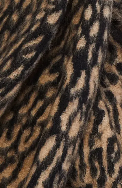 Saint Laurent Leopard Print Mohair & Wool Blend Scarf - Beige/black