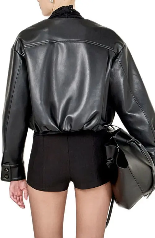 Endless Rose Faux Leather Bomber Jacket