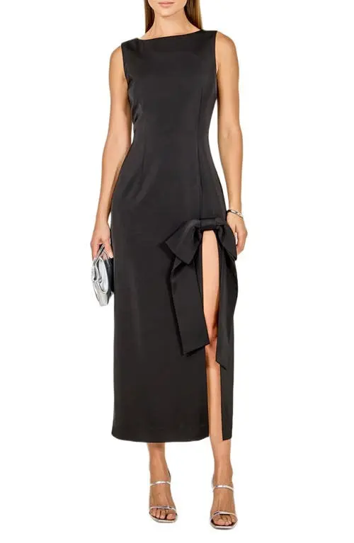 Endless Rose Sleeveless Bow Slit Column Dress