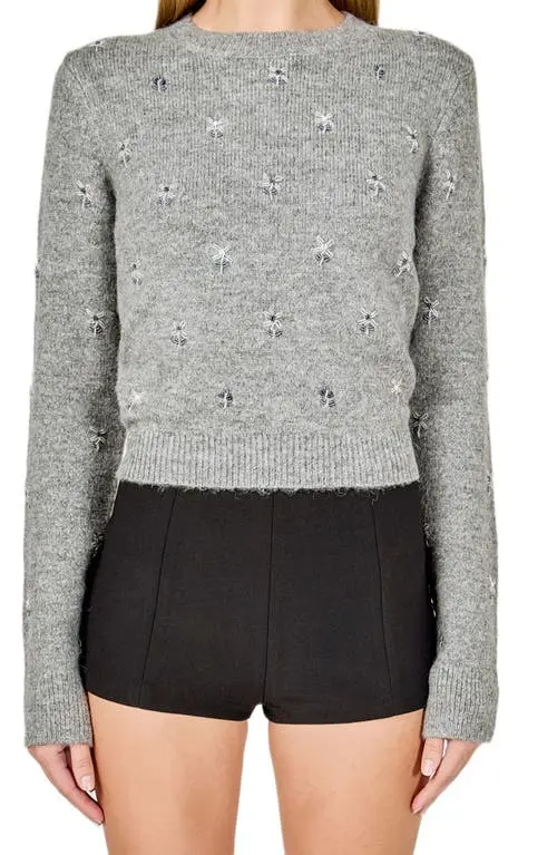 Endless Rose Bead Embellished Crewneck Sweater