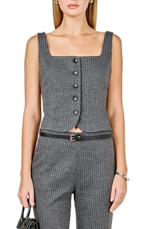 Endless Rose Pinstripe Knit Fitted Vest