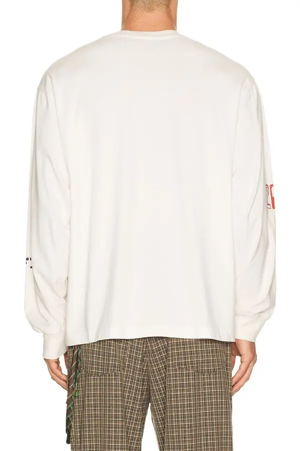 SONG FOR THE MUTE Scribble Oversized Crew Neck Pullover In White
