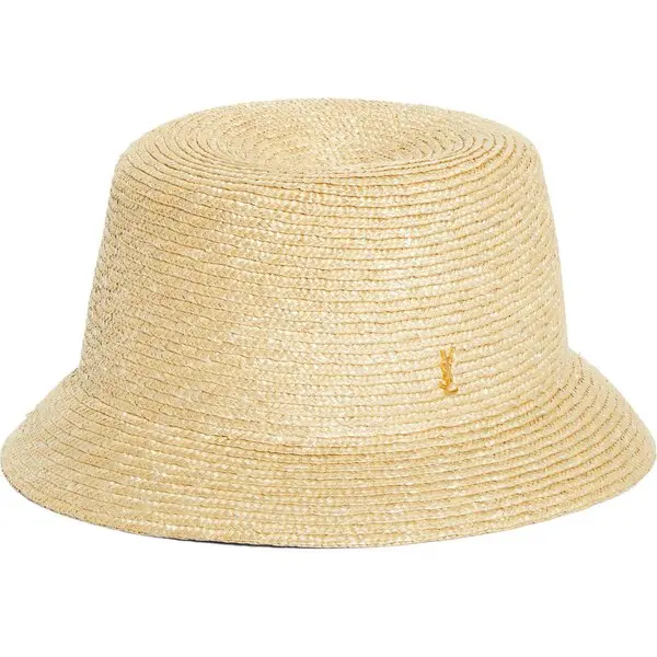 Saint Laurent Braided Straw Short Brim Hat