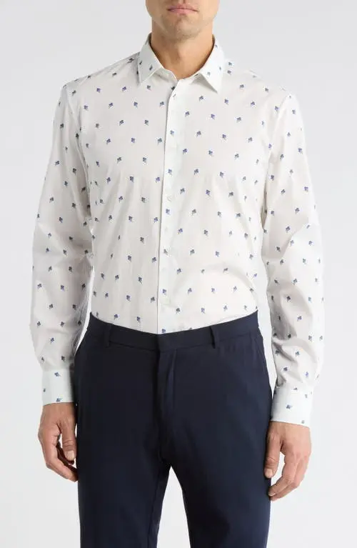Paul Smith Tailored Fit Floral Organic Cotton Dress Shirt - White