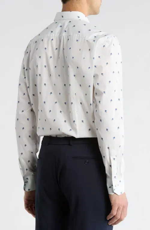 Paul Smith Tailored Fit Floral Organic Cotton Dress Shirt - White
