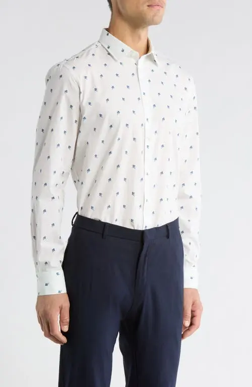Paul Smith Tailored Fit Floral Organic Cotton Dress Shirt - White
