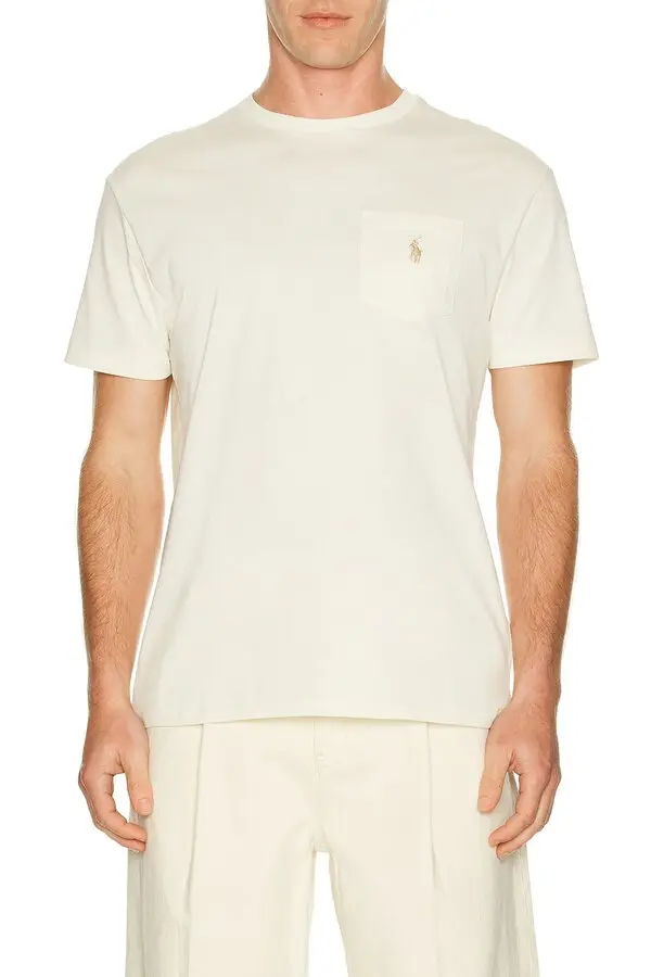 Polo Ralph Lauren Short Sleeve Slub Jersey Henley Tee In Navy - Parchment Cream