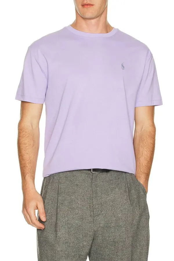Polo Ralph Lauren Short Sleeve Slub Jersey Henley Tee In Navy - Sky Lavender