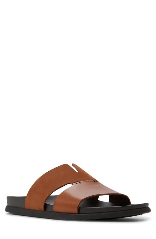 Aldo Leather Slide Sandal - Cognac