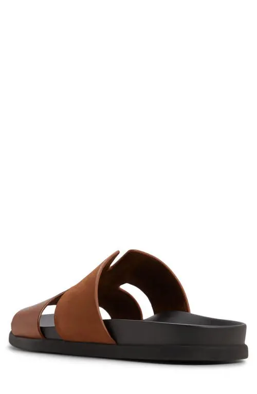 Aldo Leather Slide Sandal - Cognac