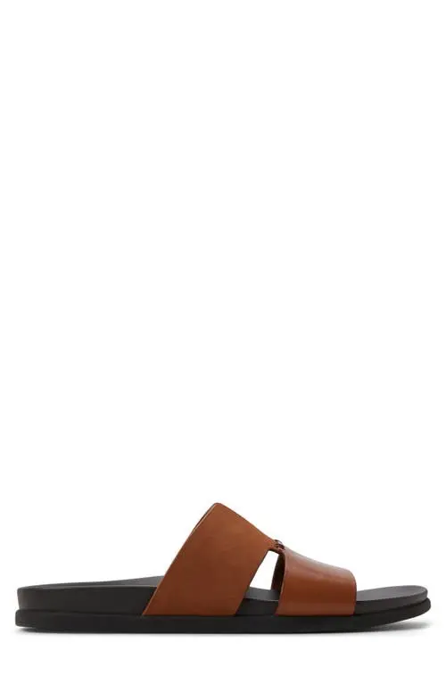 Aldo Leather Slide Sandal - Cognac