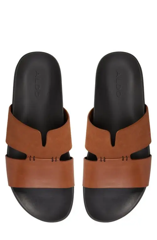 Aldo Leather Slide Sandal - Cognac