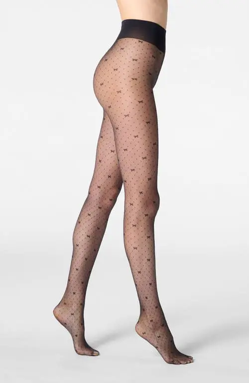 Oroblu Graceful Bow Sheer Tights - Black