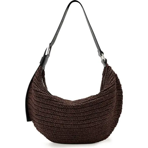 ALLSAINTS Luna Woven Shoulder Bag - Cognac Brown
