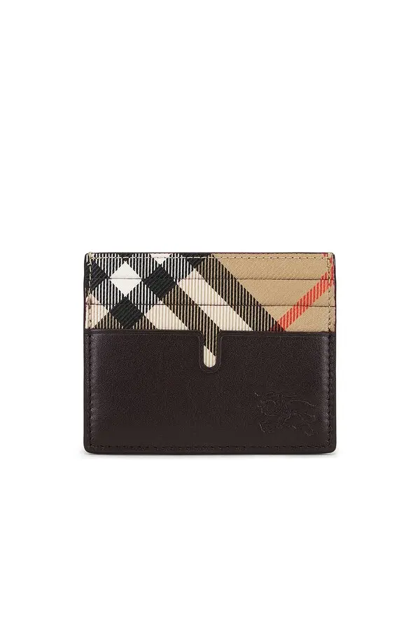 Burberry New Tall Sandon Card Holder In Brown - Peat & Sand