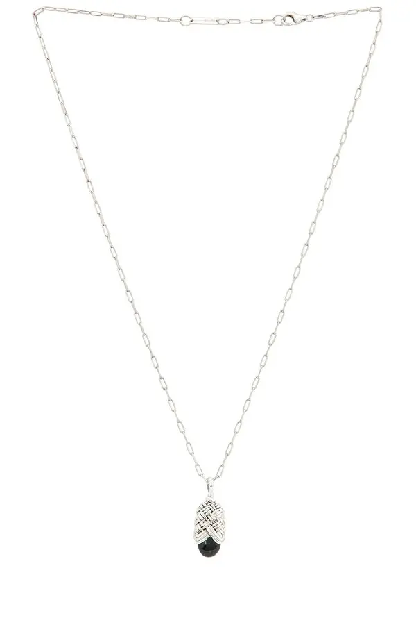Bottega Veneta Sterling Silver Necklace With Stone Pendant - Blood Stone