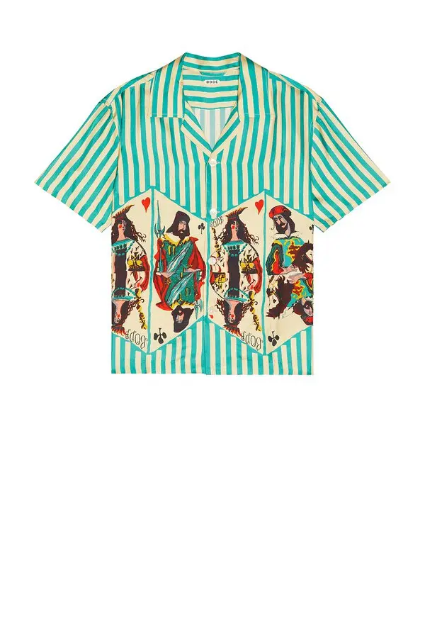 BODE Royals Short Sleeve Shirt In Baby Blue