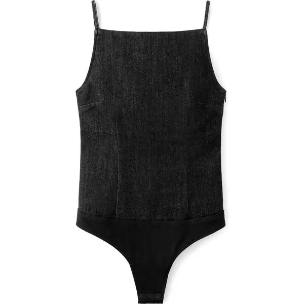 Mango June Denim Bodysuit - Black