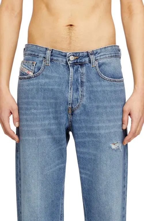 DIESEL® D-macs Distressed Relaxed Straight Leg Jeans - Denim