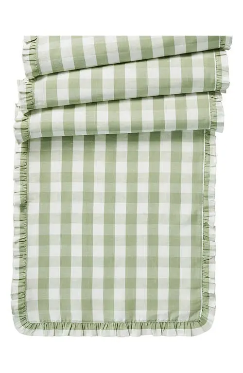 JULISKA Gingham Ruffle Cotton & Linen Table Runner