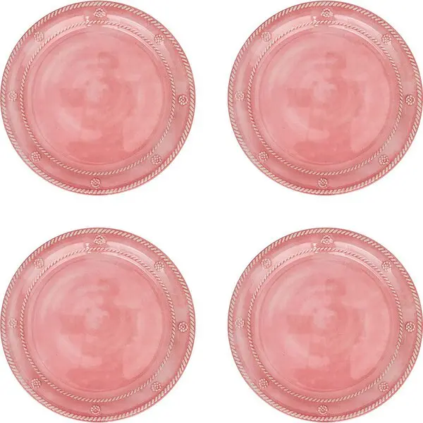 JULISKA Berry & Thread Set Of 4 Melamine Dessert Plates - Coral