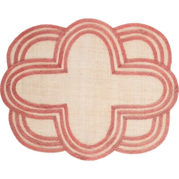 JULISKA Scallop Stripe Placemat - Coral