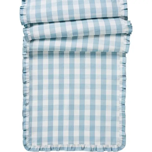 JULISKA Gingham Ruffle Cotton & Linen Table Runner