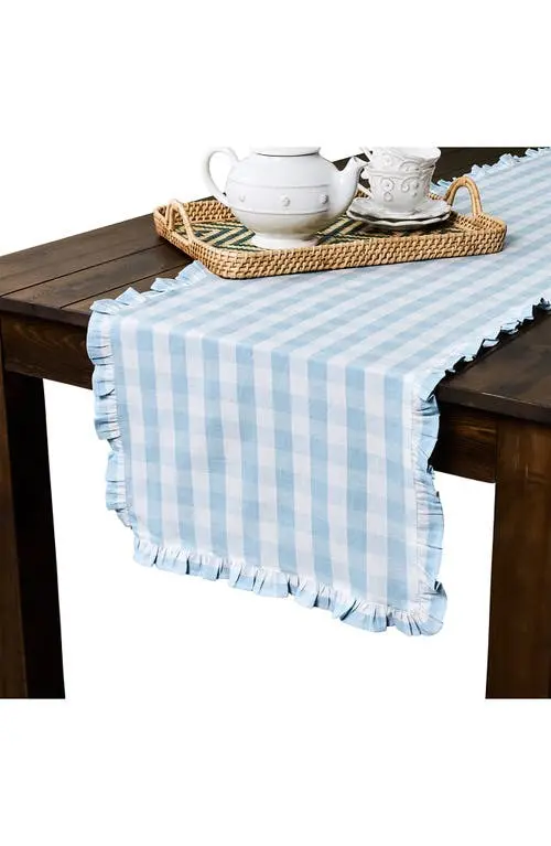 JULISKA Gingham Ruffle Cotton & Linen Table Runner