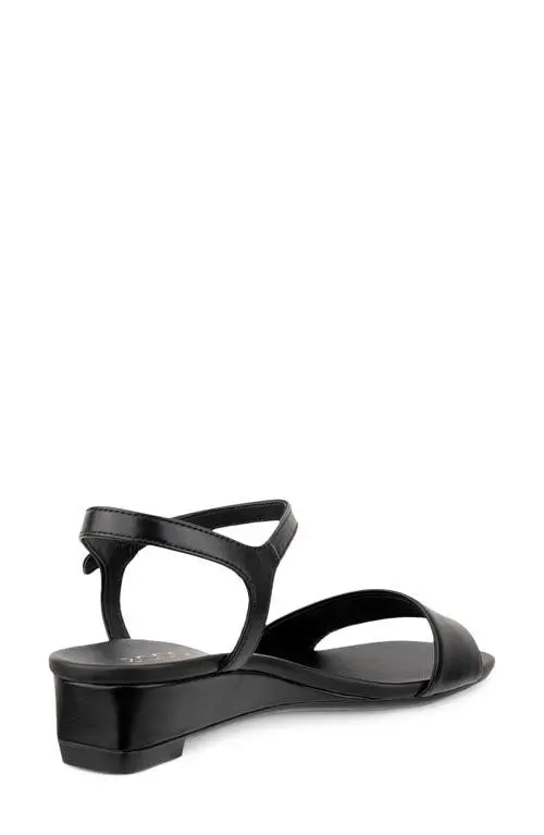Ecco Astrid Ankle Strap Wedge Sandal - Black