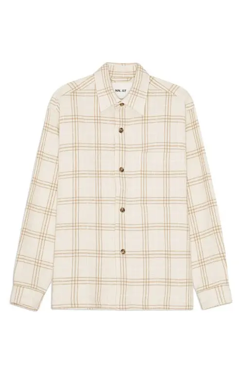 Nn07 Adwin 50059 Plaid Recycled Cotton Blend Shirt Jacket - Ivory