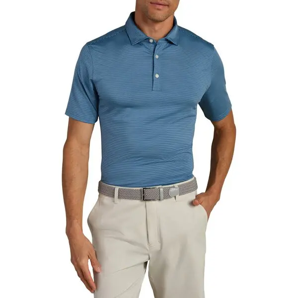 RHONE Drive Time Performance Polo - Bright Sapphire Stripe