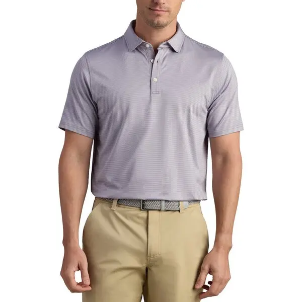 RHONE Drive Time Performance Polo - Purple Smoke Stripe