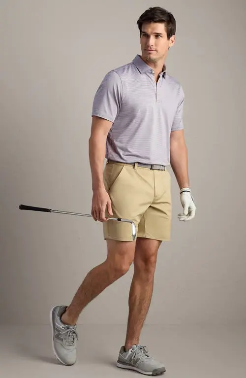 RHONE Drive Time Performance Polo - Purple Smoke Stripe