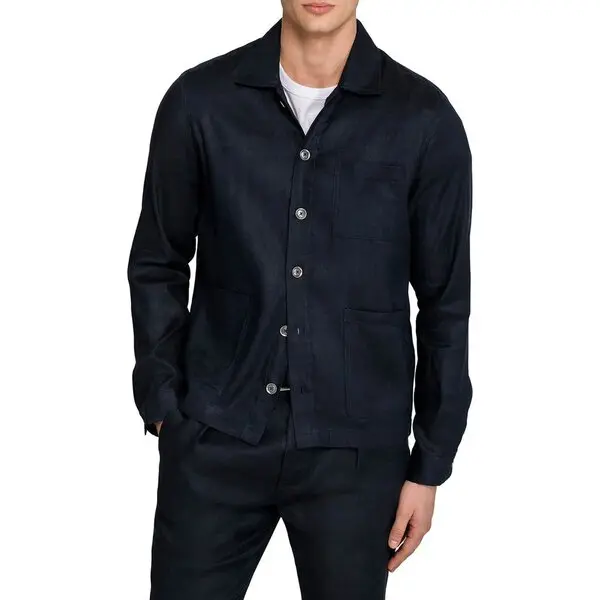 W.R.K Linen Blend Shirt Jacket - Navy