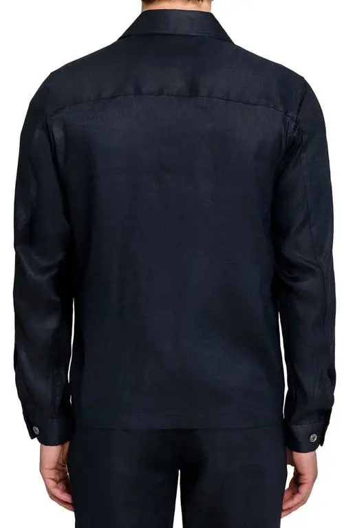 W.R.K Linen Blend Shirt Jacket - Navy