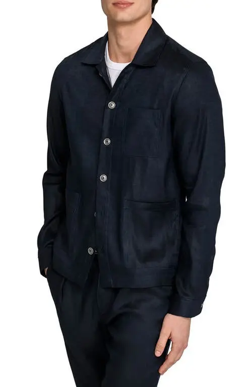 W.R.K Linen Blend Shirt Jacket - Navy